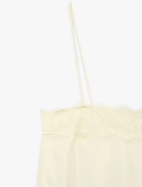 KOTON Spaghetti Strap Lace Trim Satin Top