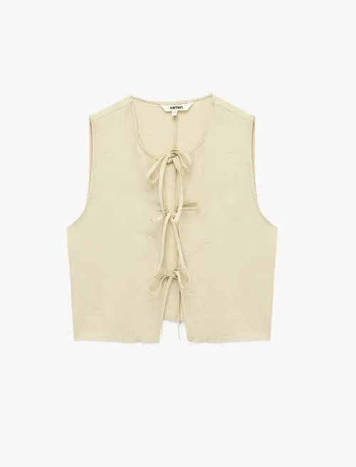 KOTON Sleeveless Tie Front Top