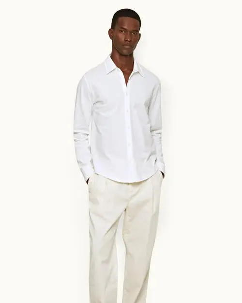 Orlebar Brown Giles Pique Classic Collar Cotton Pique Shirt
