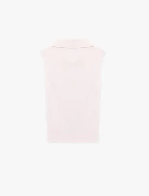 KOTON Sleeveless Ribbed Polo Knit Top