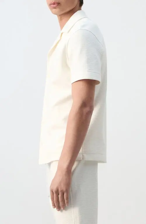 Mango Regular Fit Cotton Waffle Camp Shirt