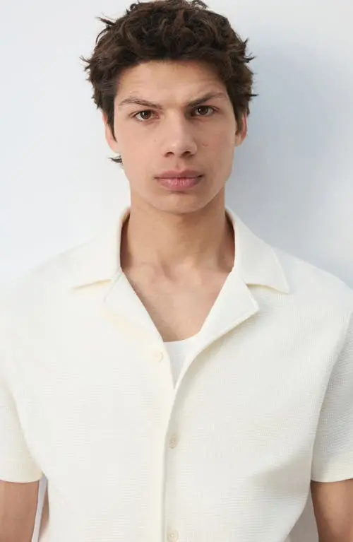 Mango Regular Fit Cotton Waffle Camp Shirt