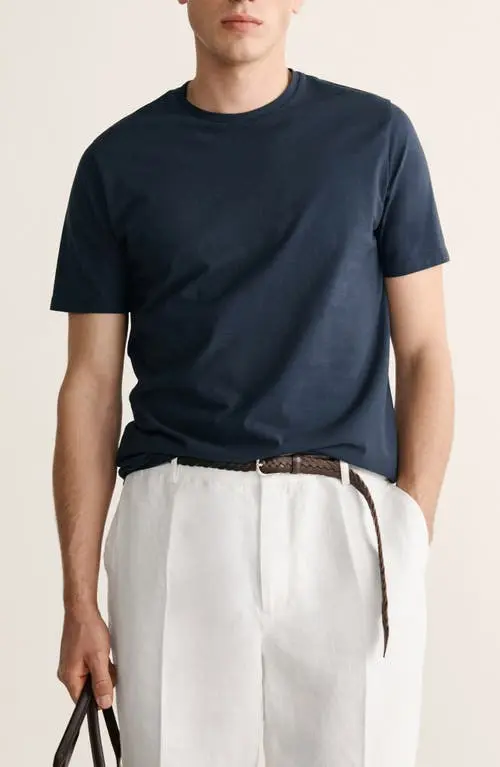 Mango Slim Fit Cotton T-shirt - Navy