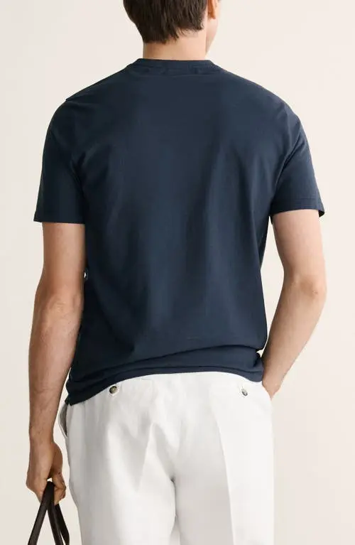 Mango Slim Fit Cotton T-shirt - Navy