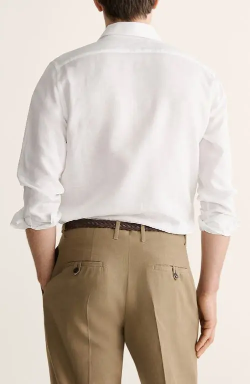 Mango Regular Fit Solid Slub Linen Blend Button-up Shirt