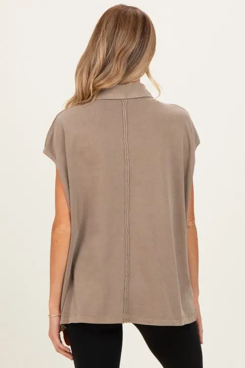PINKBLUSH Pigment Dye Sleeveless Polo Top