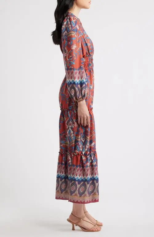 Julia Jordan Paisley Floral Long Sleeve Tiered Dress