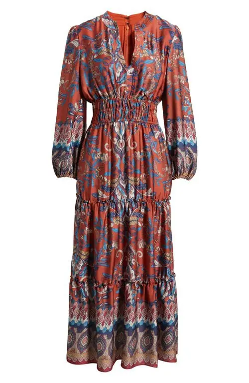 Julia Jordan Paisley Floral Long Sleeve Tiered Dress