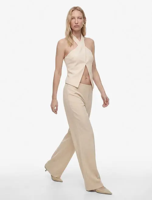 KOTON High Waist Wide Leg Trousers