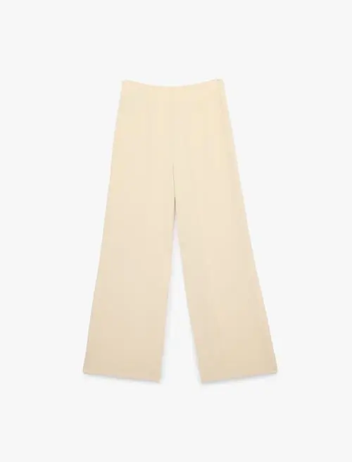 Koton High Waist Wide Leg Trousers - Ecru