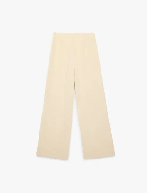 Koton High Waist Wide Leg Trousers - Ecru