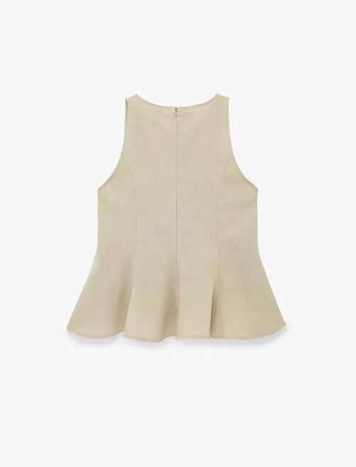 KOTON Sleeveless Linen Blend Top With Flare