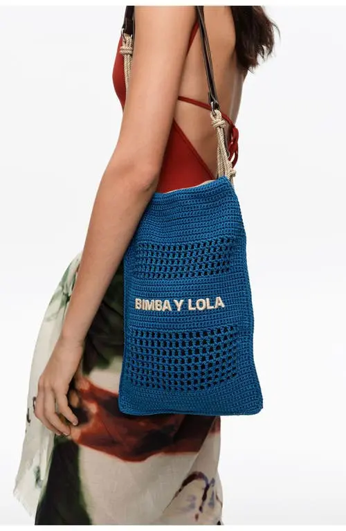 Bimba Y Lola Crochet Market Bag With Leather Strap