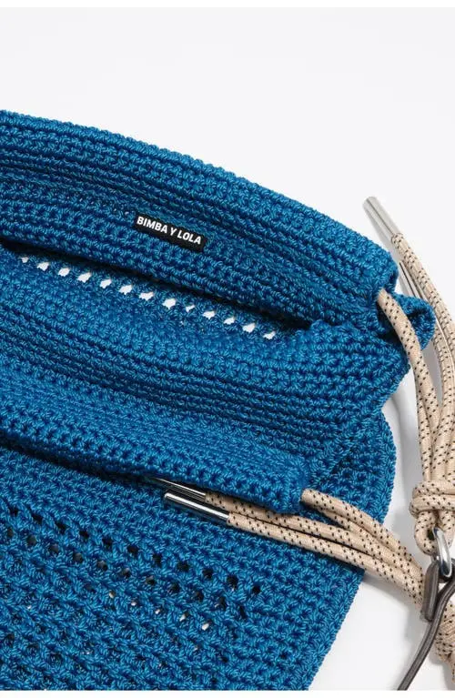 Bimba Y Lola Crochet Market Bag With Leather Strap