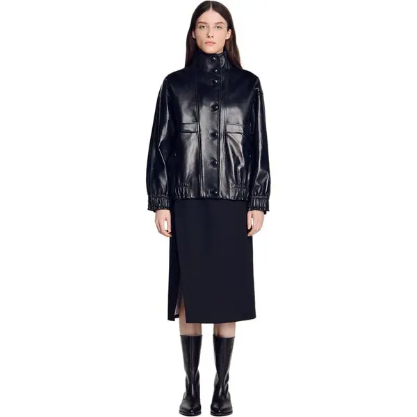 Sandro Oversized Leather Jacket