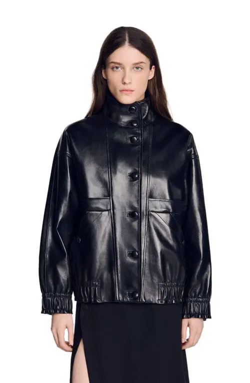 Sandro Oversized Leather Jacket