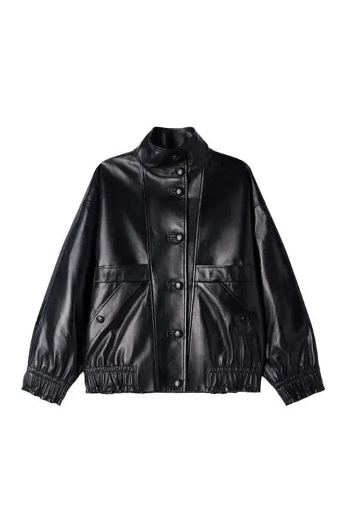 Sandro Oversized Leather Jacket