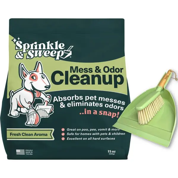 SPRINKLE & SWEEP Pet Mess And Odor Cleanup Duo