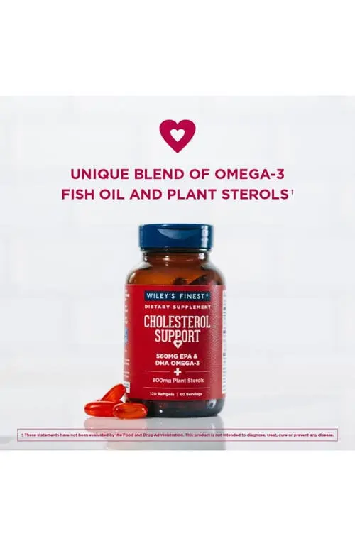 WILEY'S FINEST Cholesterol Support Heart Health Supplement With Omega-3 Softgels