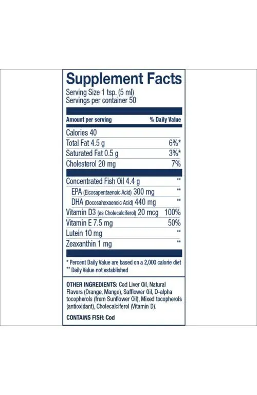 WILEY'S FINEST Orange Flavored Cod Liver Oil Omega-3 Supplement