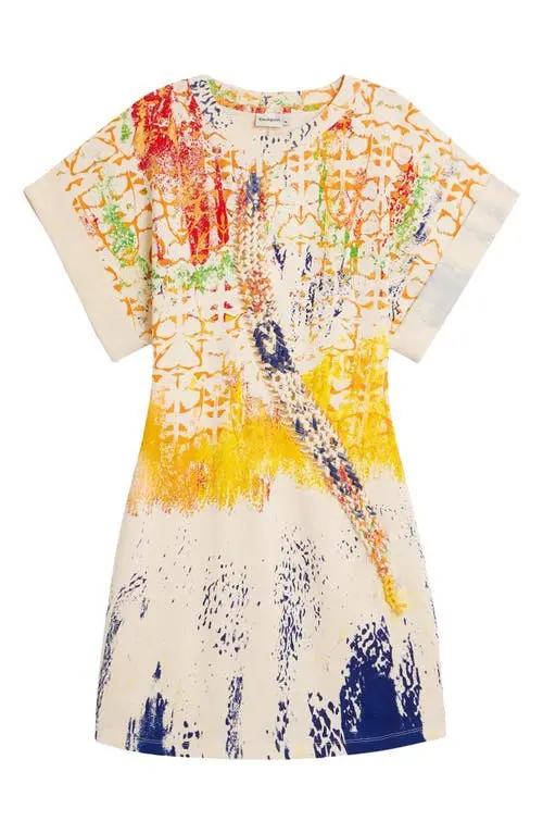 Desigual Mixed Paint Print Cotton Mini Dress