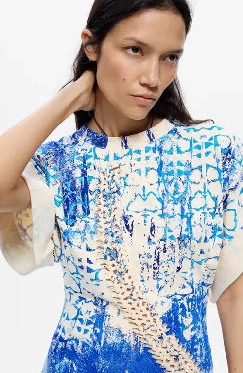 Desigual Mixed Paint Print Cotton Mini Dress