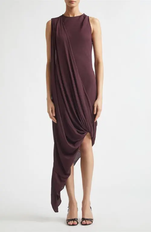 Victoria Beckham Asymmetric Drape Georgette Midi Dress