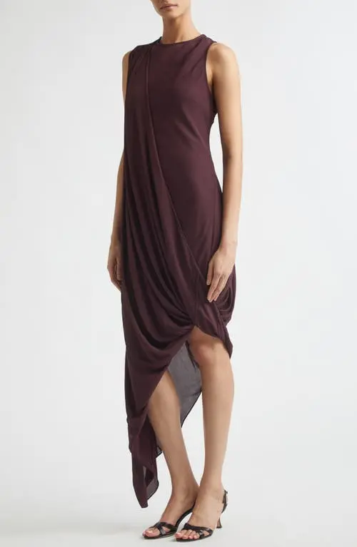 Victoria Beckham Asymmetric Drape Georgette Midi Dress