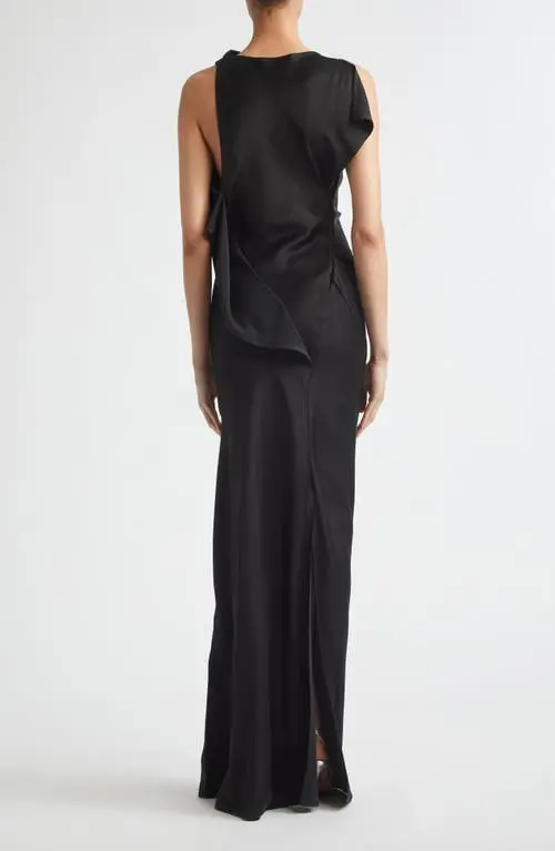 Victoria Beckham Kyra Sleeveless Draped Satin Gown - Black
