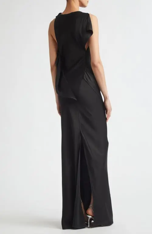 Victoria Beckham Kyra Sleeveless Draped Satin Gown - Black