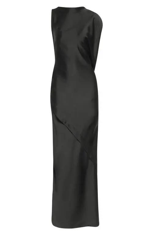 Victoria Beckham Sleeveless Draped Satin Gown - Black