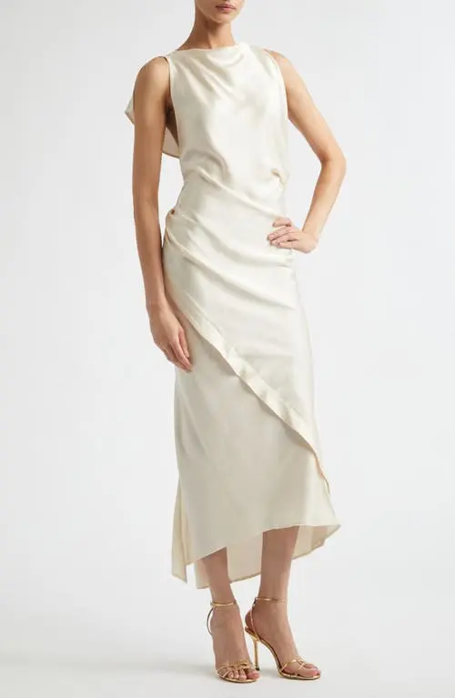 Victoria Beckham Asymmetrical Draped Crepe Back Satin Dress