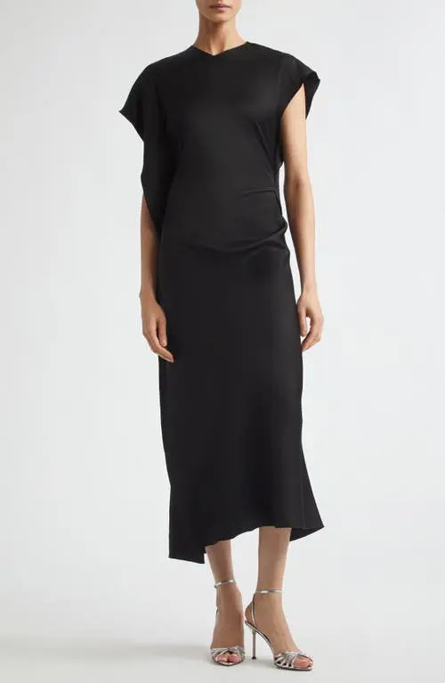 Victoria Beckham Dolman Sleeve Asymmetric Midi Dress - Black