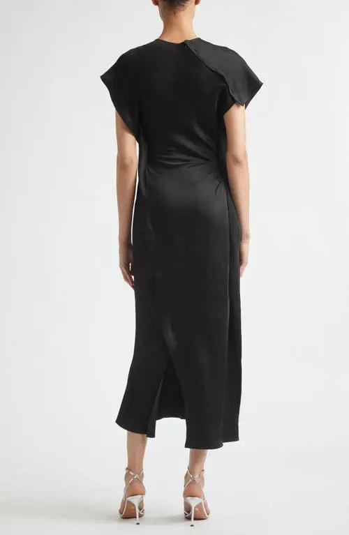 Victoria Beckham Dolman Sleeve Asymmetric Midi Dress - Black