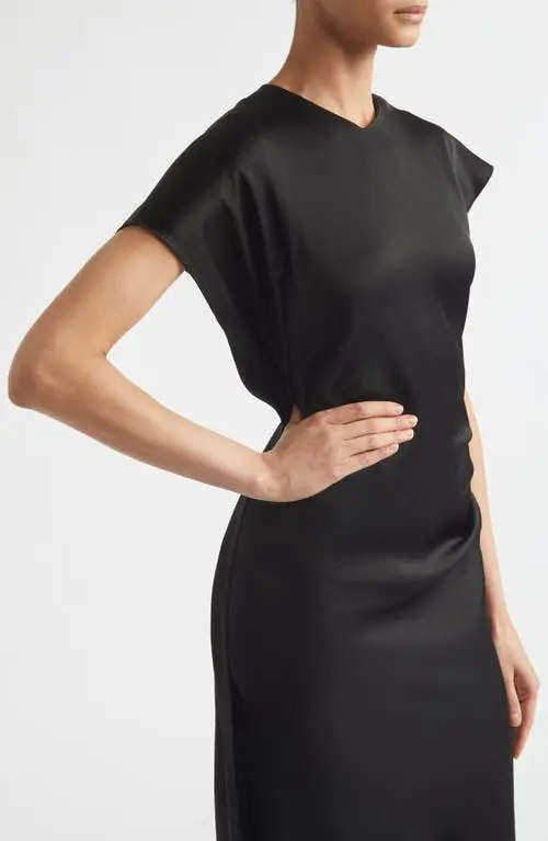 Victoria Beckham Dolman Sleeve Asymmetric Midi Dress - Black