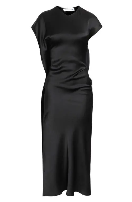 Victoria Beckham Dolman Sleeve Asymmetric Midi Dress - Black