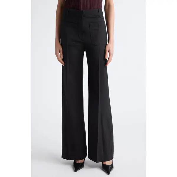 Victoria Beckham Alina High Waist Stretch Flare Pants - Black