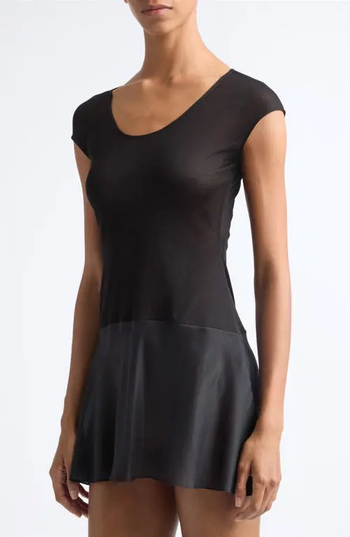 CONNER IVES Plum Sykes Mixed Media Silk Minidress