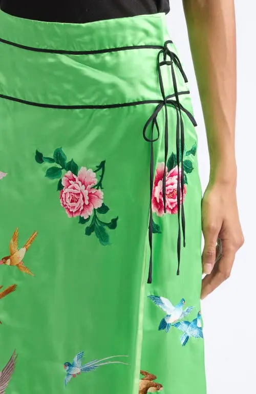 CONNER IVES Demi-couture Reconstituted Embroidered Silk Wrap Skirt