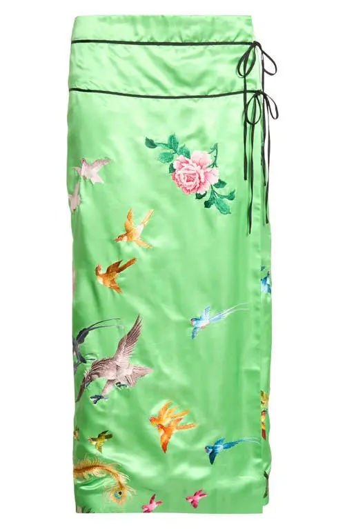 CONNER IVES Demi-couture Reconstituted Embroidered Silk Wrap Skirt