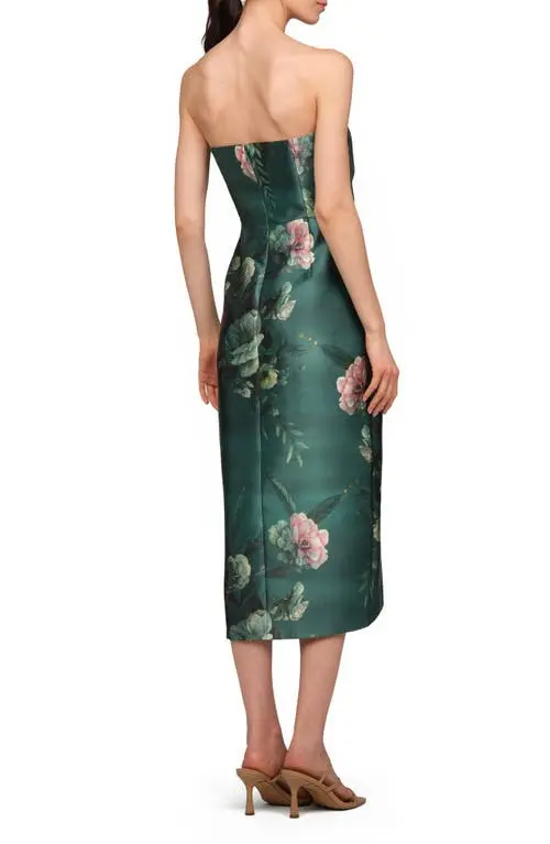 KAY UNGER Amelie Floral Strapless Mikado Sheath Dress