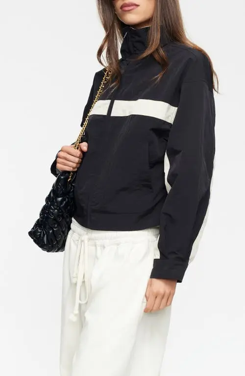 Lioness Essential Contrast Panel Zip-up Windbreaker - Noir