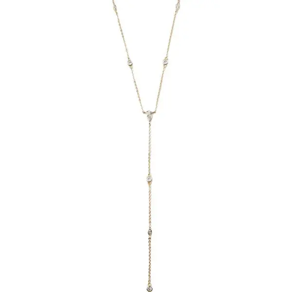 Argento Vivo Cubic Zirconia Station Y-necklace - Gold