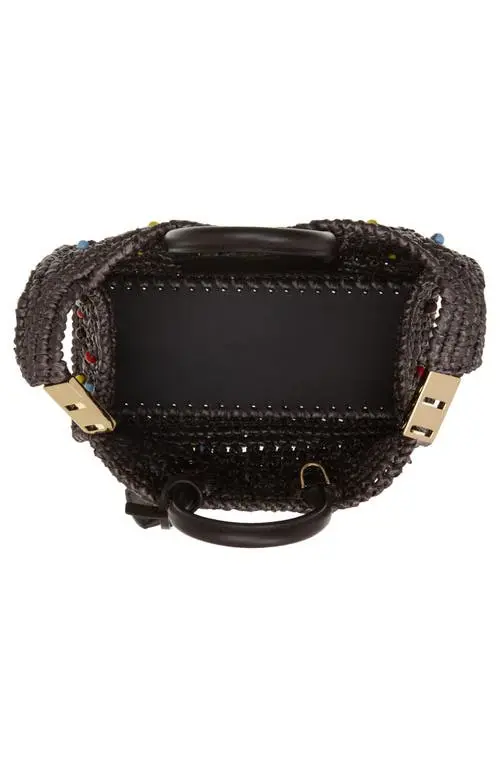 FERRAGAMO Mini Hug Beaded Raffia Top Handle Bag