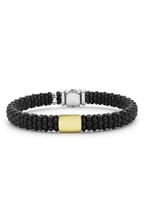 Lagos Anthem Matte Black Ceramic Caviar Beaded Bracelet - Silver