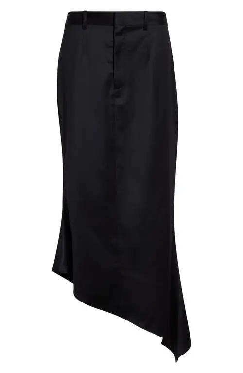 GRACE LING Tailored Stretch Wool Skirt With Angled Hem