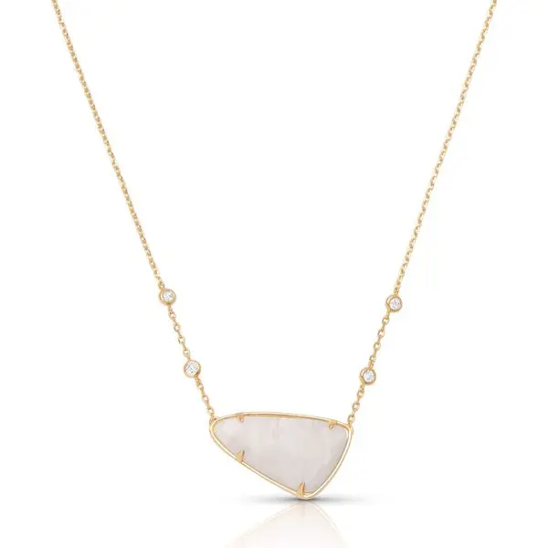 Ettika Geometric Reconstituted Stone Pendant Necklace - Bone