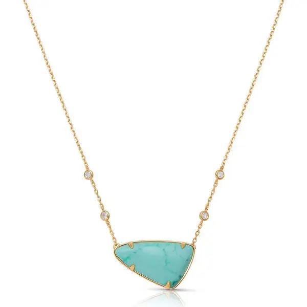 Ettika Geometric Reconstituted Stone Pendant Necklace - Turquoise