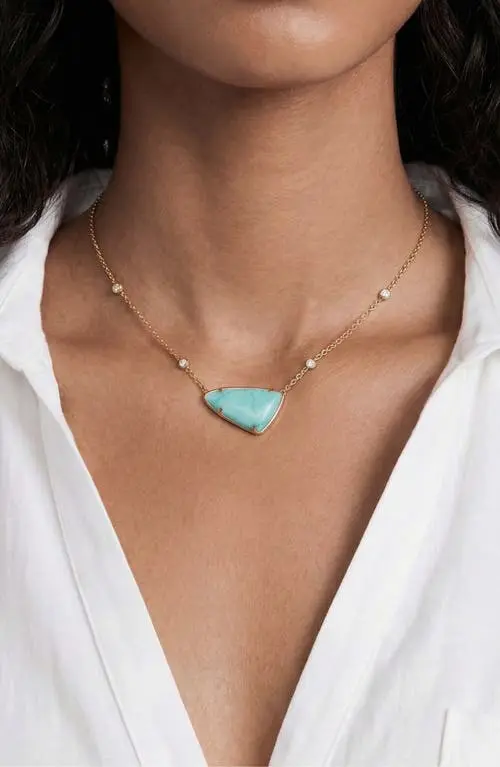 Ettika Geometric Reconstituted Stone Pendant Necklace - Turquoise
