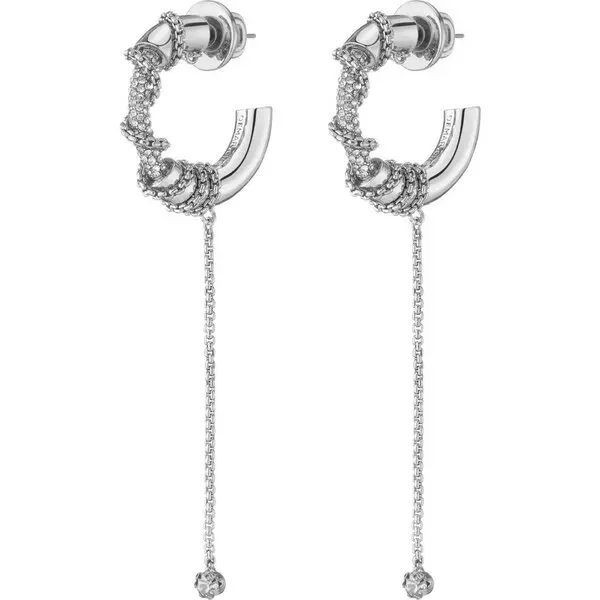 Demarson Amity Drop Earrings With Pavé Detail - Silver/crystal